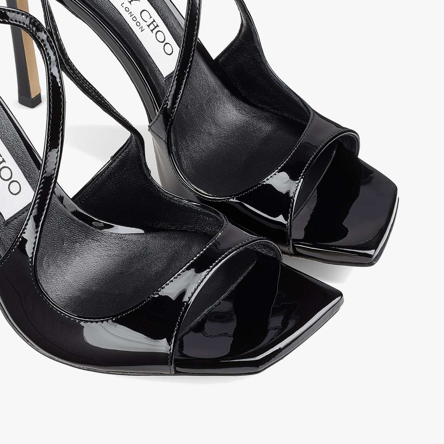 AZIA95-黑色漆皮凉鞋- JIMMY CHOO