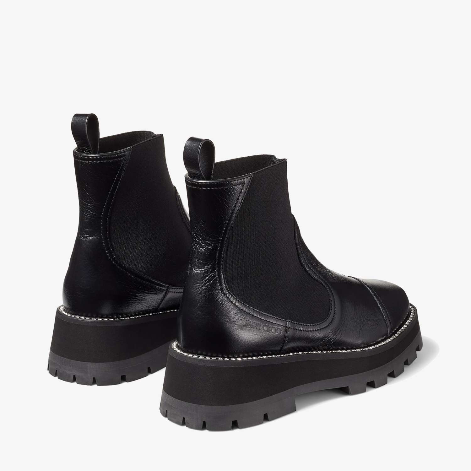 Clayton Flat 水晶装饰黑色复古革踝靴 Jimmy Choo