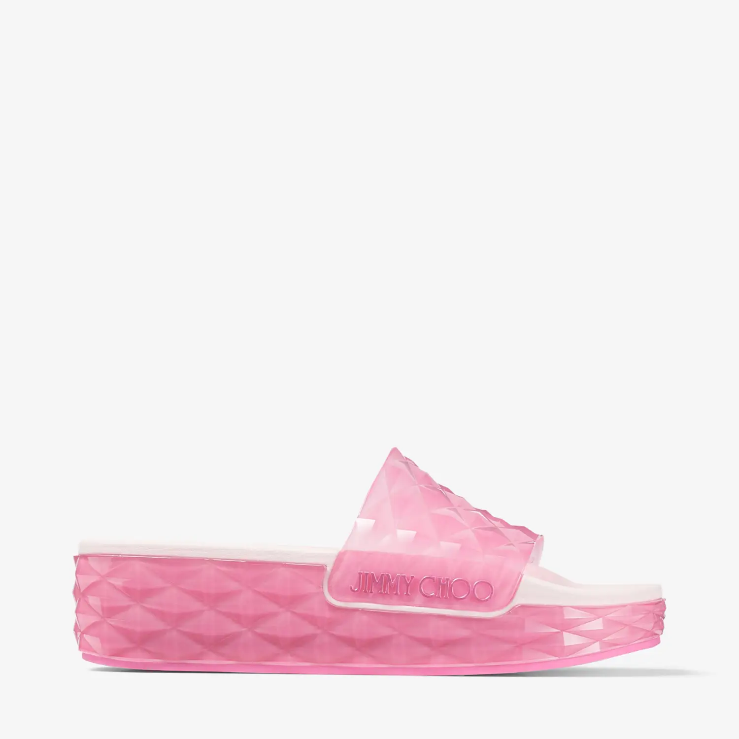 Diamond Slide F 糖粉色橡胶 Diamond钻石型图案凉拖鞋 新品系列 Jimmy Choo