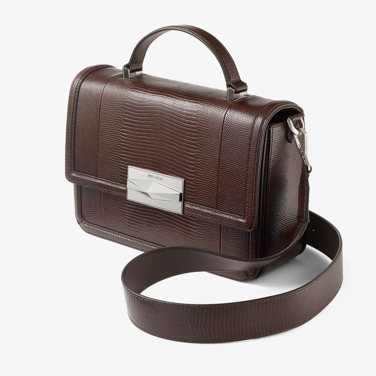 Diamond TH L-M| 咖啡色蜥蜴纹皮革包 | JIMMY CHOO