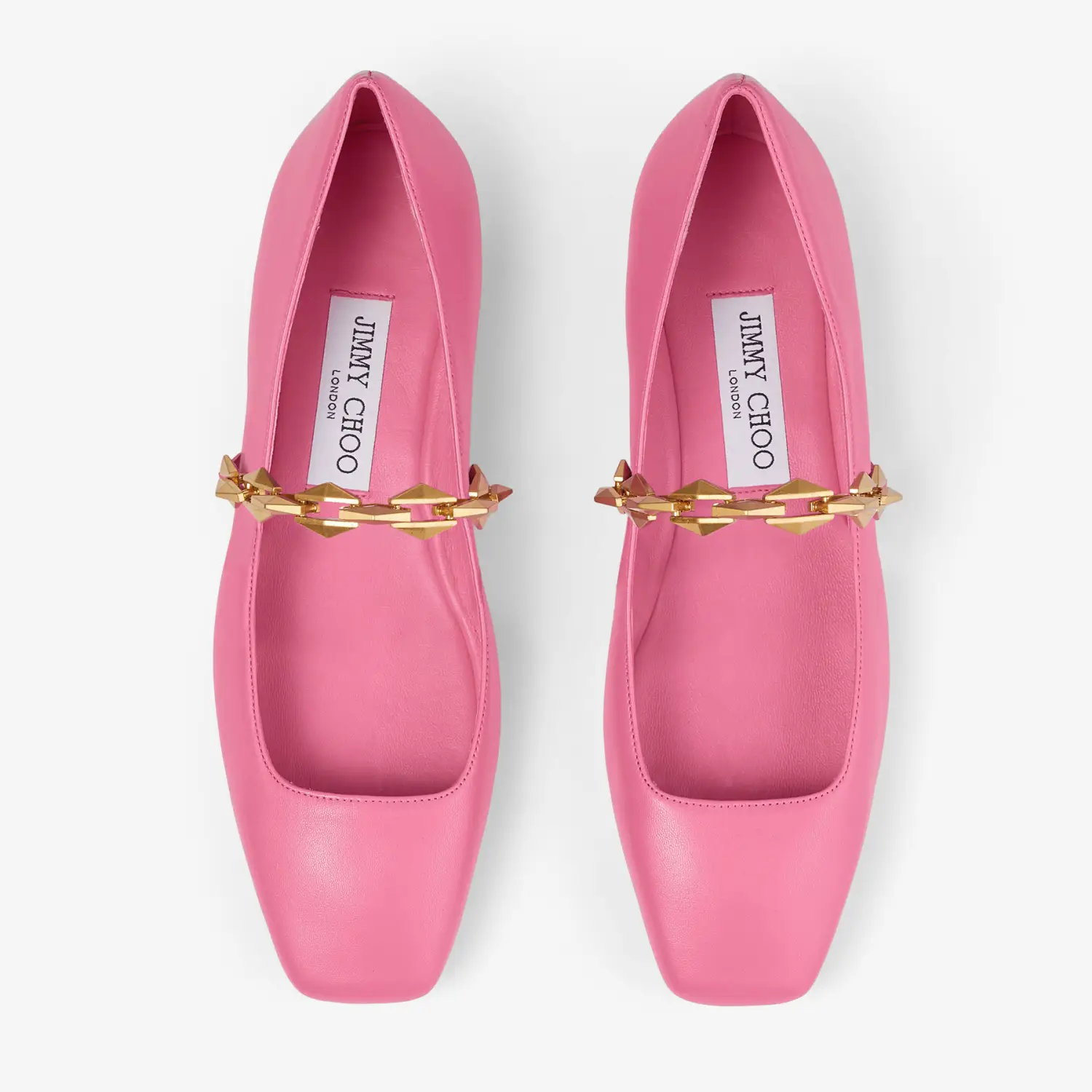 Diamond Tilda Flat Diamond 链饰糖粉色皮革平底鞋 新品系列 Jimmy Choo