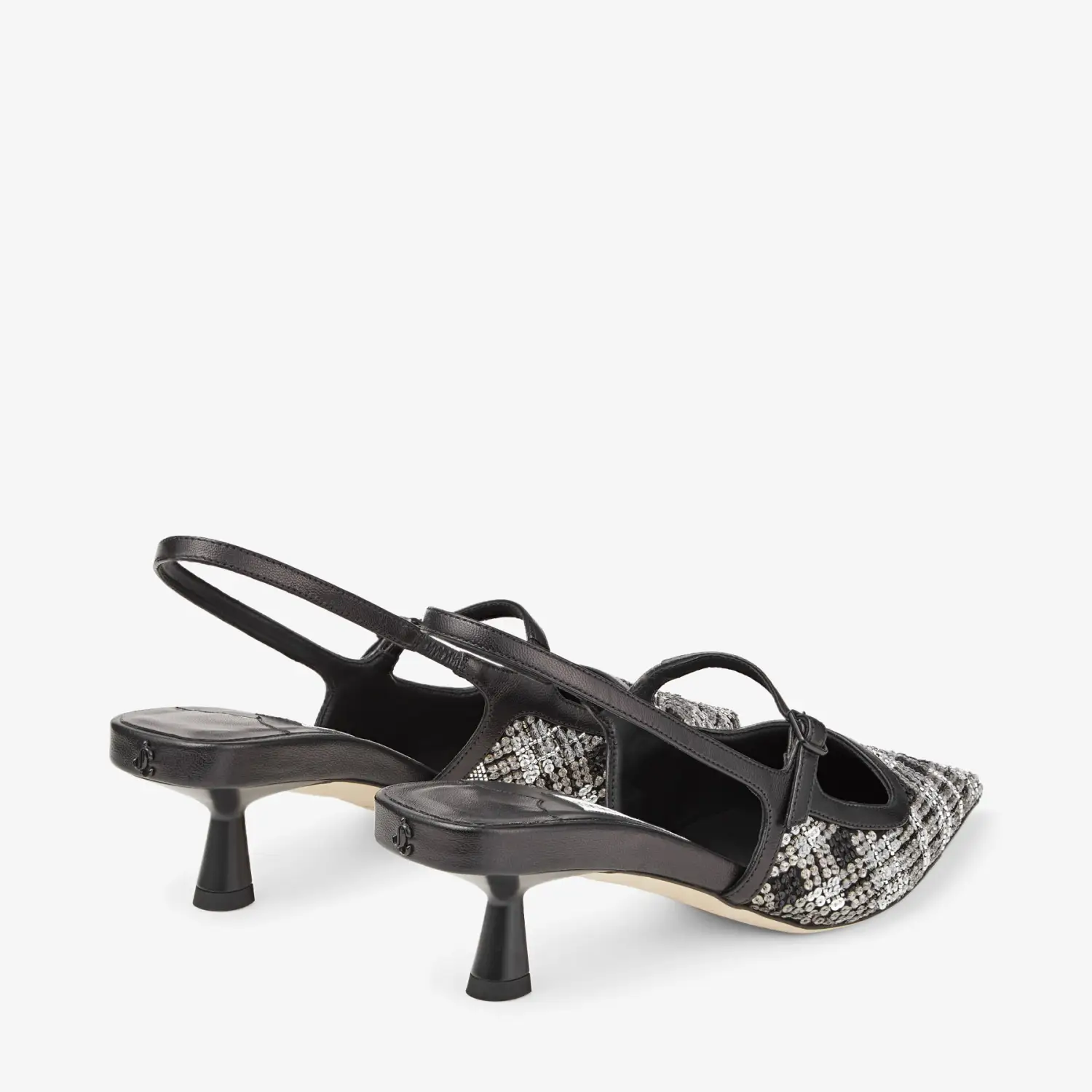 Didi 45 黑色串珠格纹饰缎面尖头高跟鞋 秋季系列 Jimmy Choo