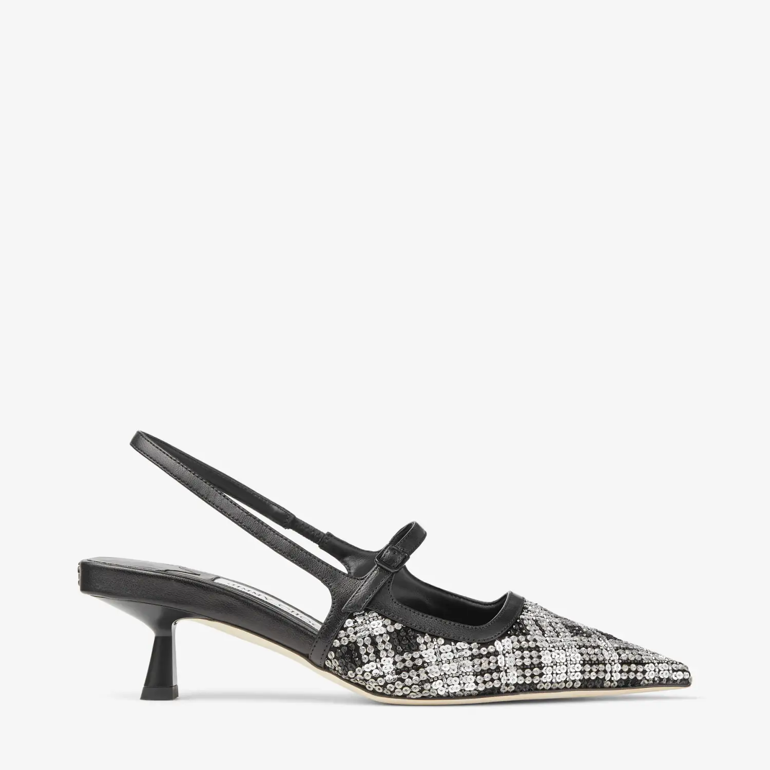 Didi 45 黑色串珠格纹饰缎面尖头高跟鞋 秋季系列 Jimmy Choo