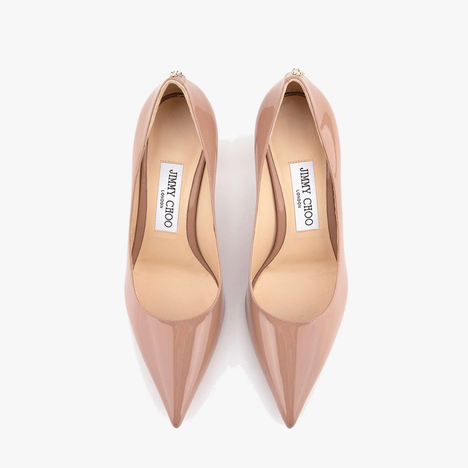 Love65 Jc徽章装饰芭蕾粉色漆皮高跟鞋 Jimmy Choo