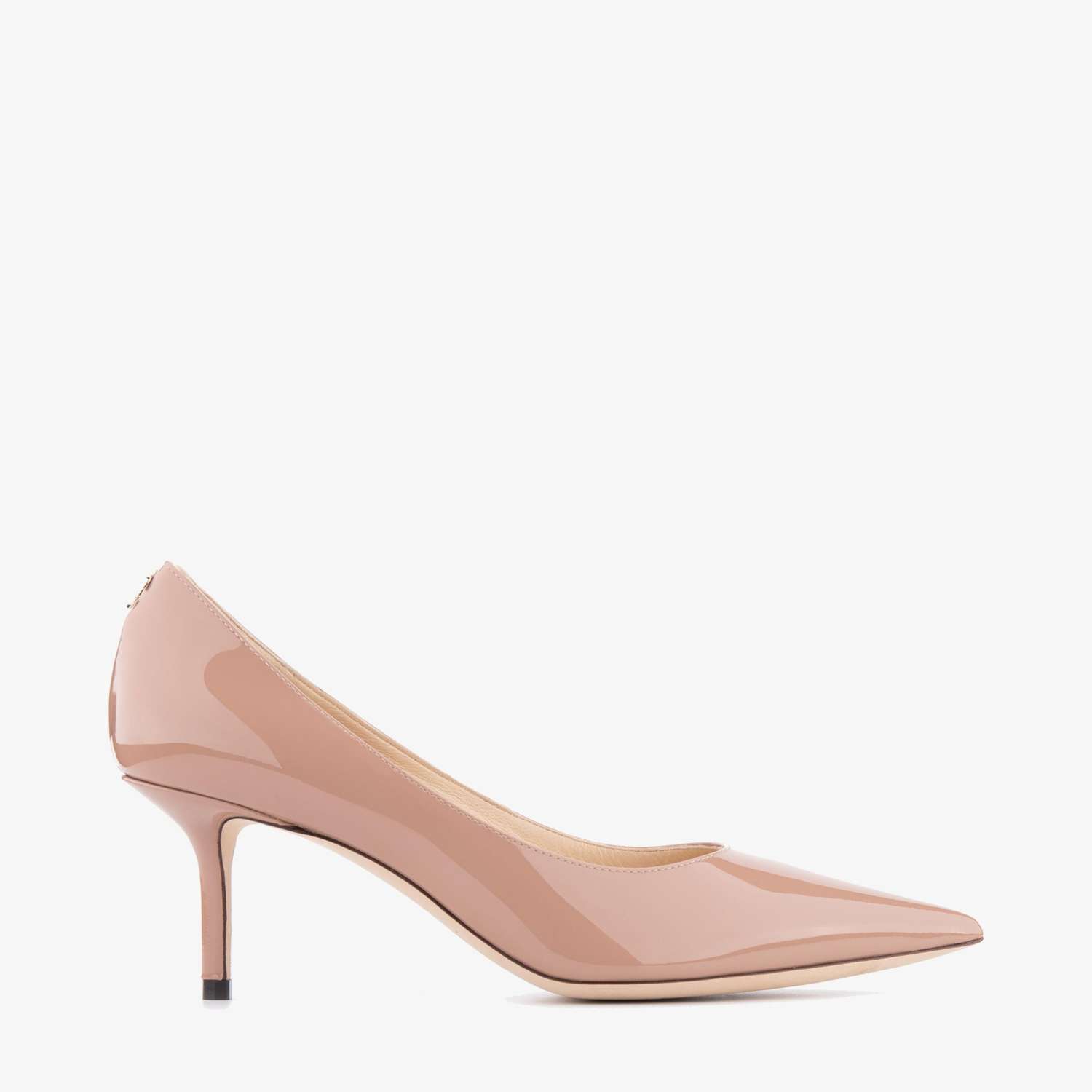 Love65 Jc徽章装饰芭蕾粉色漆皮高跟鞋 Jimmy Choo