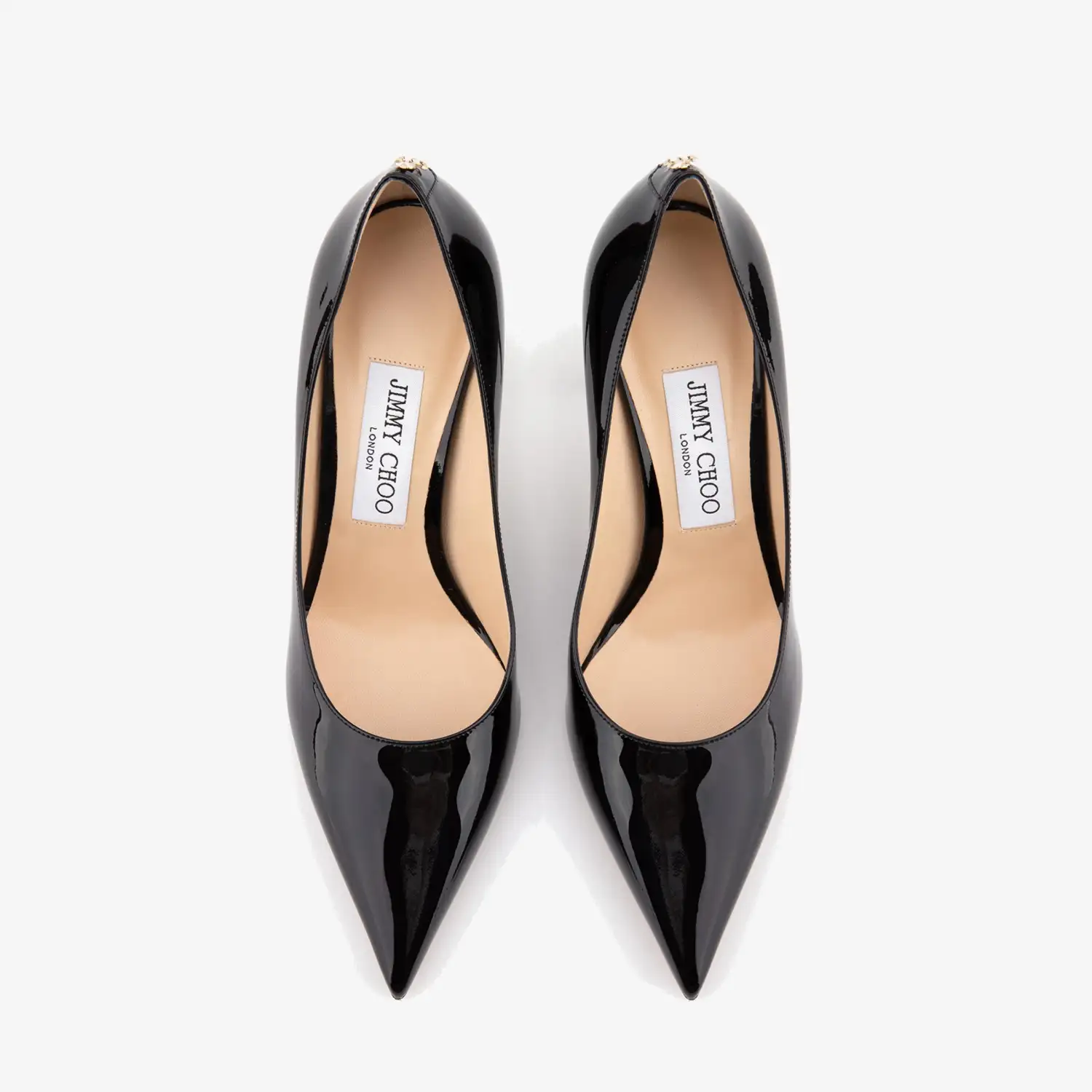 Love85 Jc徽章装饰黑色漆皮高跟鞋 Jimmy Choo