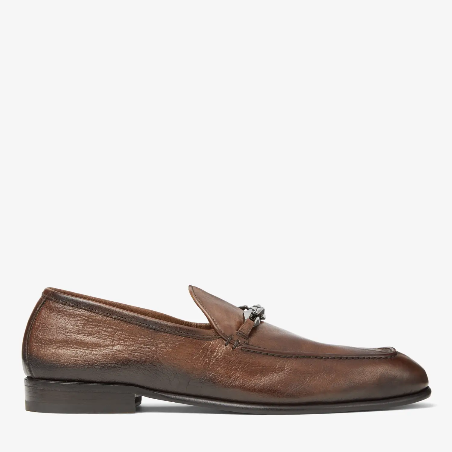 Marti Reverse 链饰暗棕褐色水牛皮乐福鞋 夏季系列 Jimmy Choo