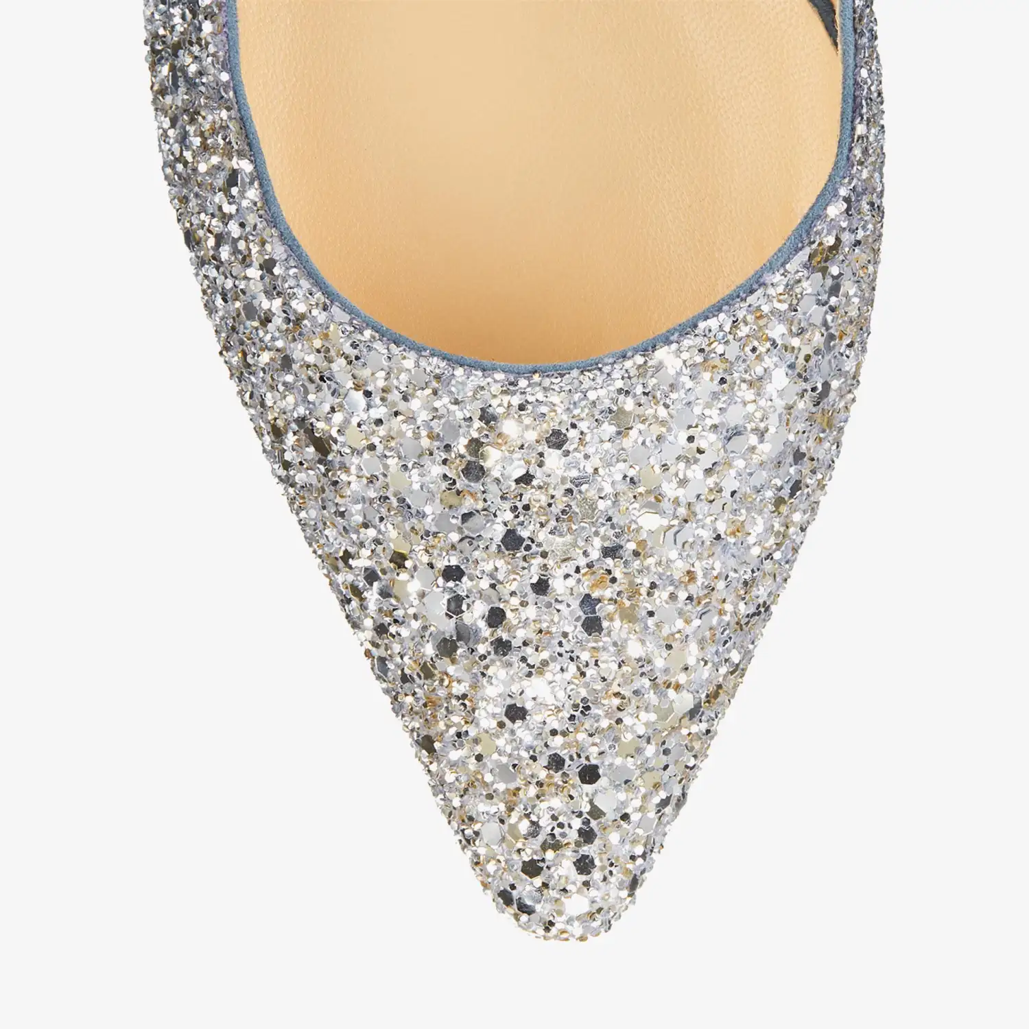 Romy60-银色暗蓝色火焰闪粉渐变面料尖头高跟鞋- JIMMY CHOO