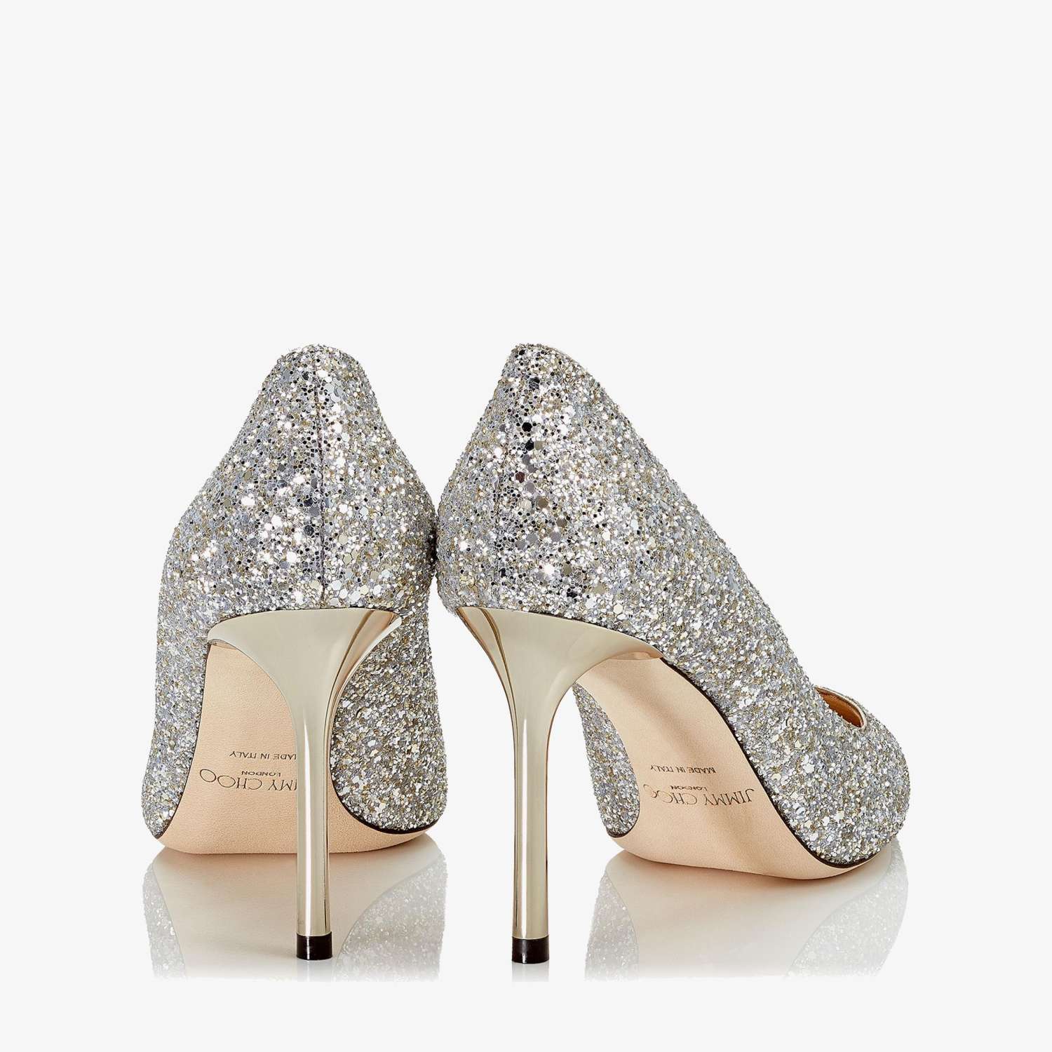 Romy85 香槟色粗粒闪粉面料尖头高跟鞋 Jimmy Choo
