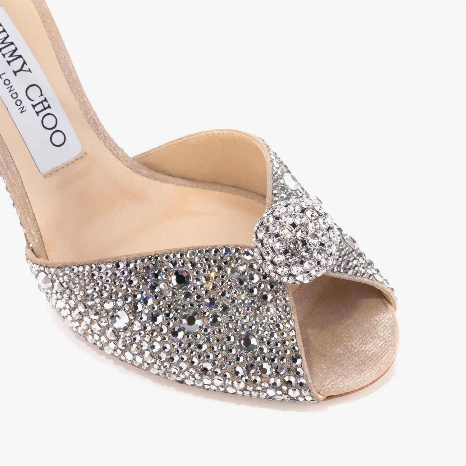 Cruise2020系列 密镶水晶珍珠裸色绒面凉鞋 Jimmy Choo