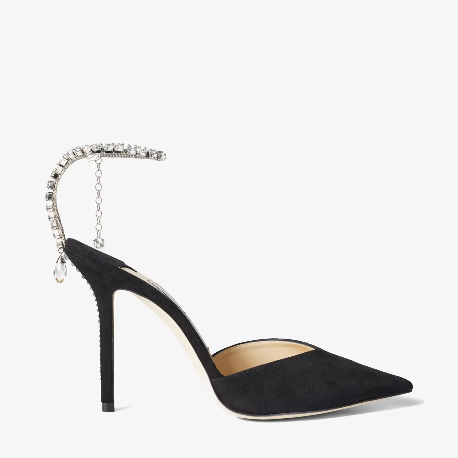 Saeda100 水晶装饰黑色绒面革高跟鞋 Jimmy Choo