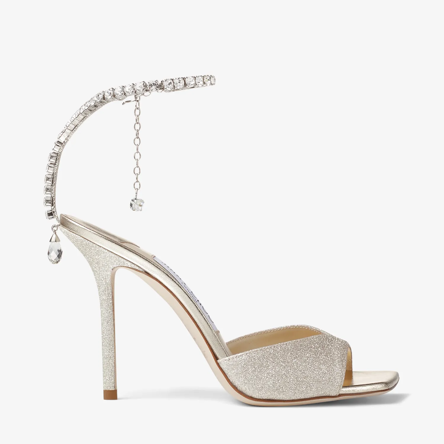 Saeda Sandal 100凉鞋 水晶饰冰白金色微粒闪粉凉鞋 Jimmy Choo
